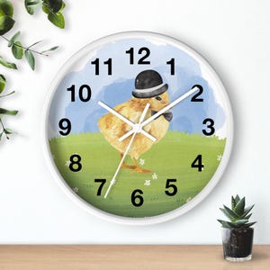 Watercolor Chick Clock, Hen Chick, Farm Theme Nursery Decor, Kitchen ...