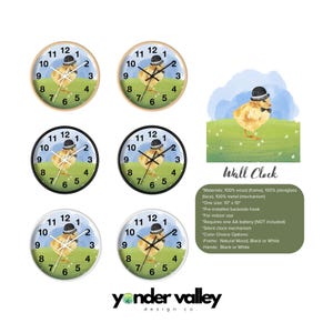 Watercolor Chick Clock, Hen Chick, Farm Theme Nursery Decor, Kitchen ...