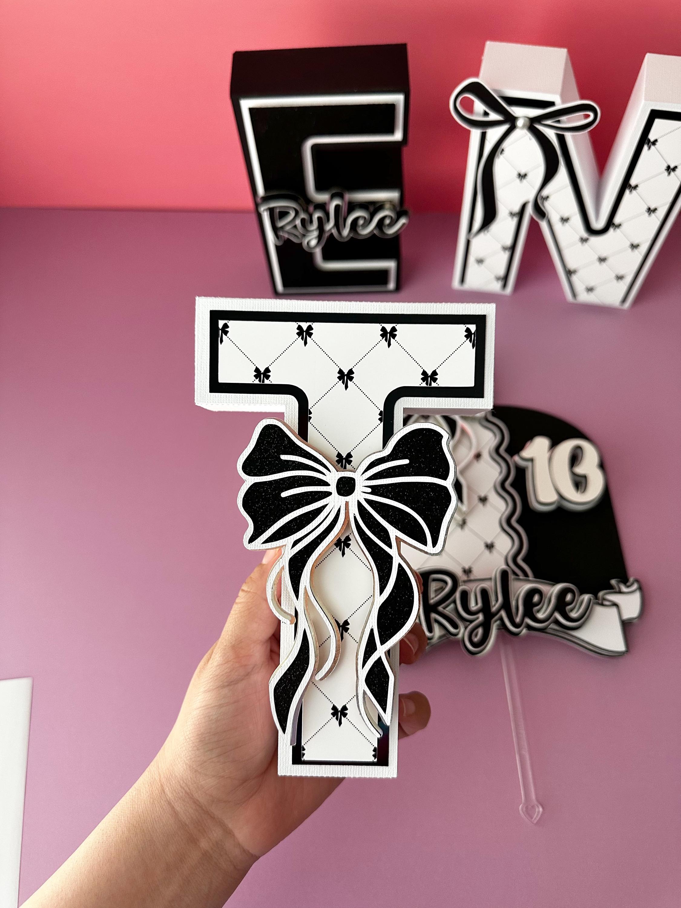 Black Bow Coquette 3D Letters for Birthday Party Decorations, Treat ...