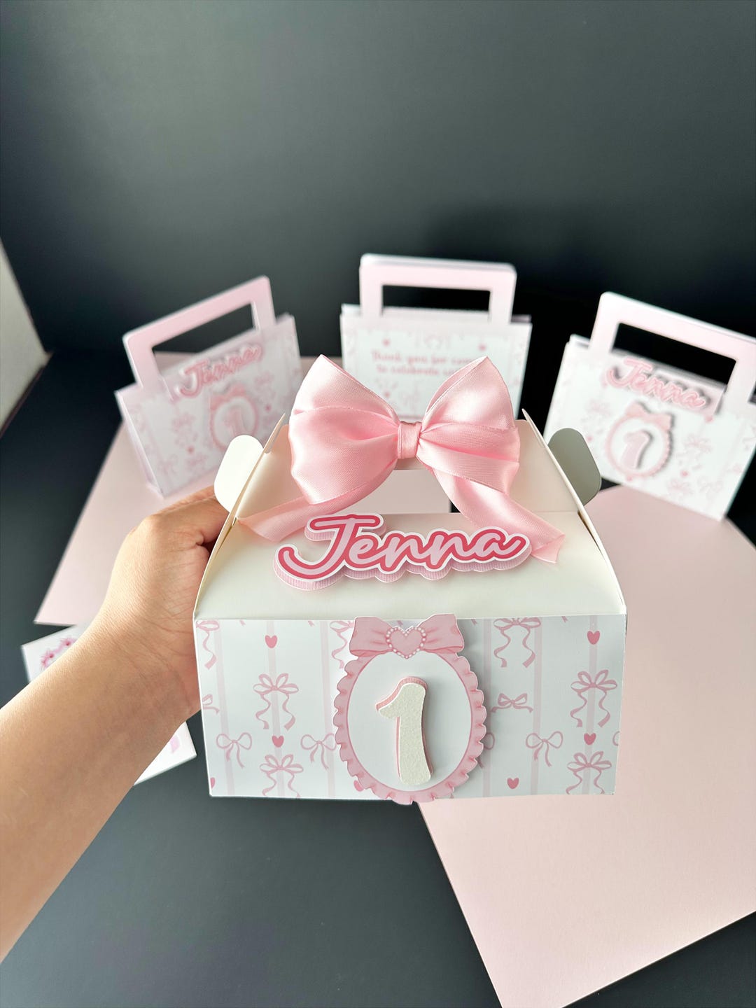 Coquette Bow Birthday Party Candy Boxes, Gable Boxes for Party Favors ...
