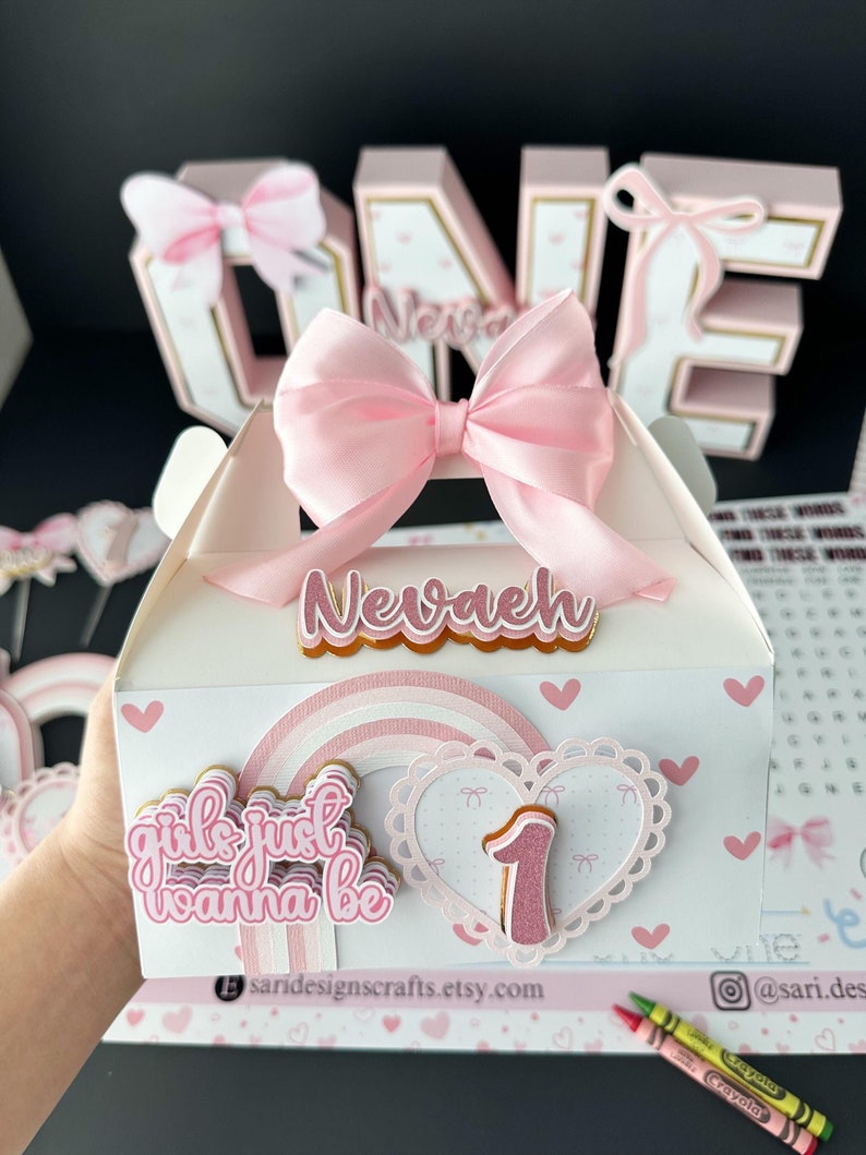 Girls Just Wanna Be One Birthday Party Candy Boxes, Gable Boxes for ...