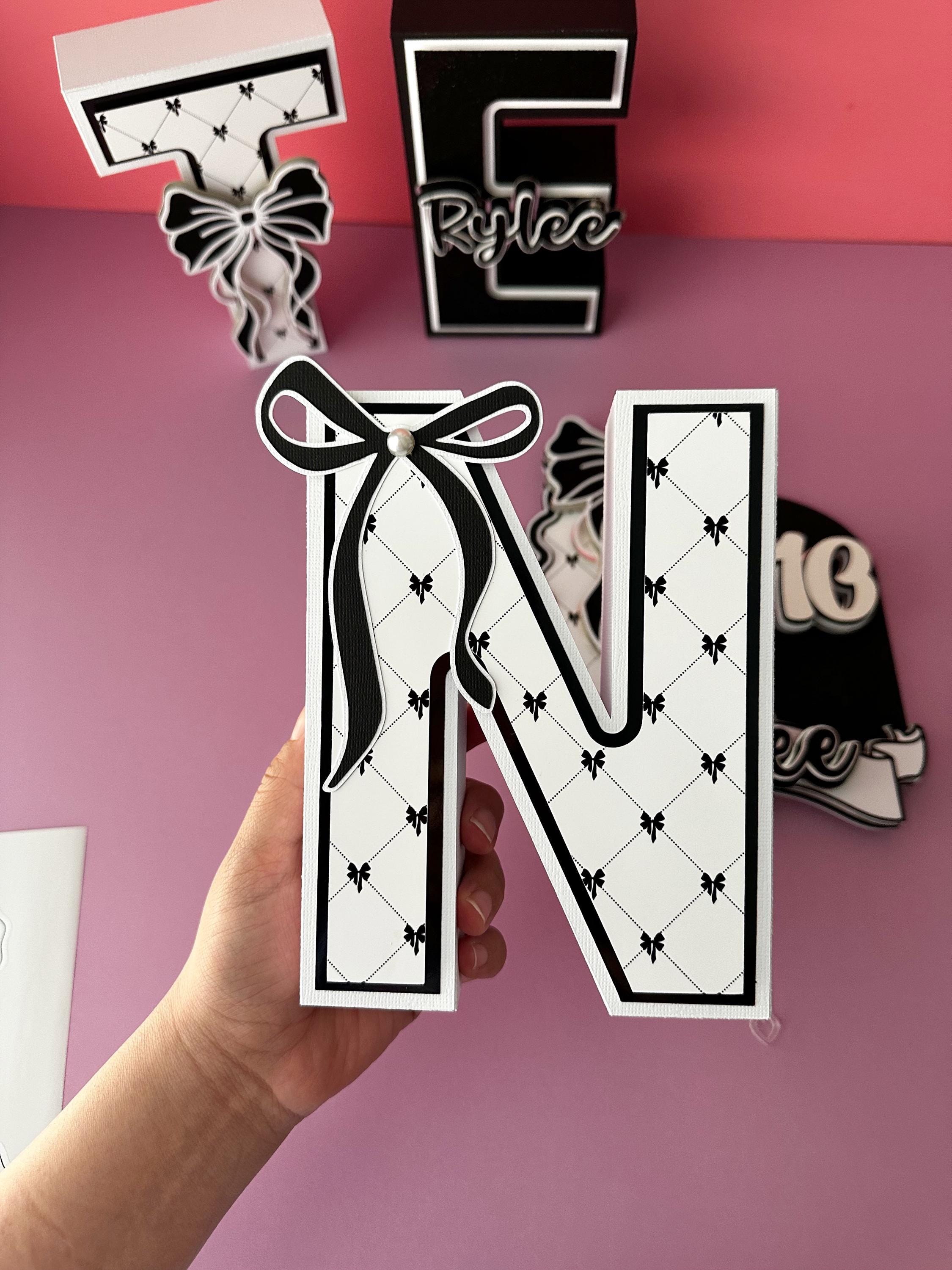 Black Bow Coquette 3D Letters for Birthday Party Decorations, Treat ...