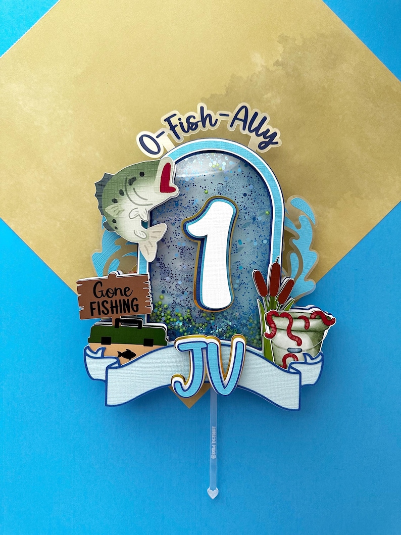 O-fish-ally One Cake Topper, Fishing First Birthday, Fish Cake Topper ...