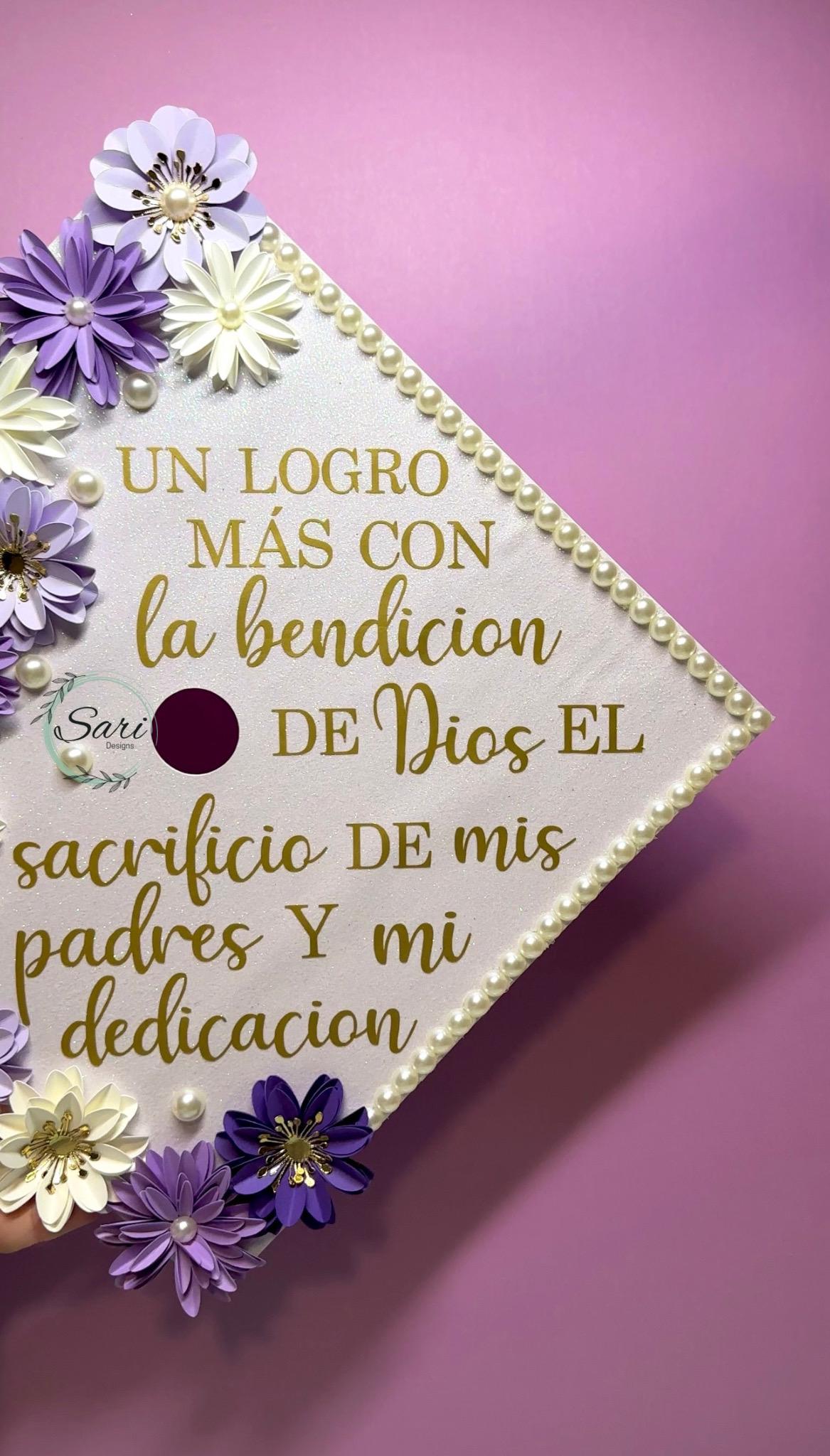 Purple and White Floral Custom Graduation Cap Topper for Graduation ...