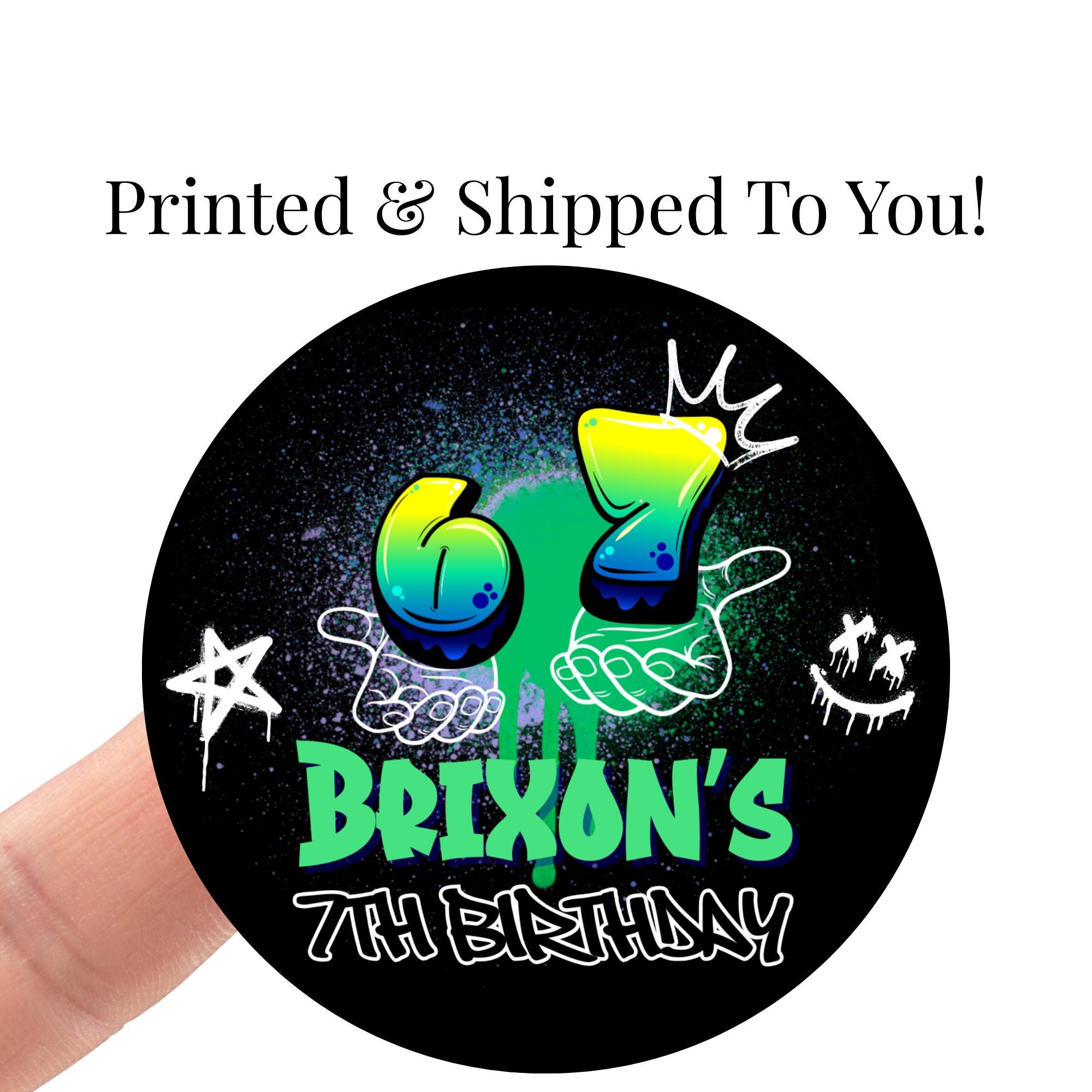 6 7 Birthday Stickers, Six Seven, Seventh Birthday, Thank You Favor ...
