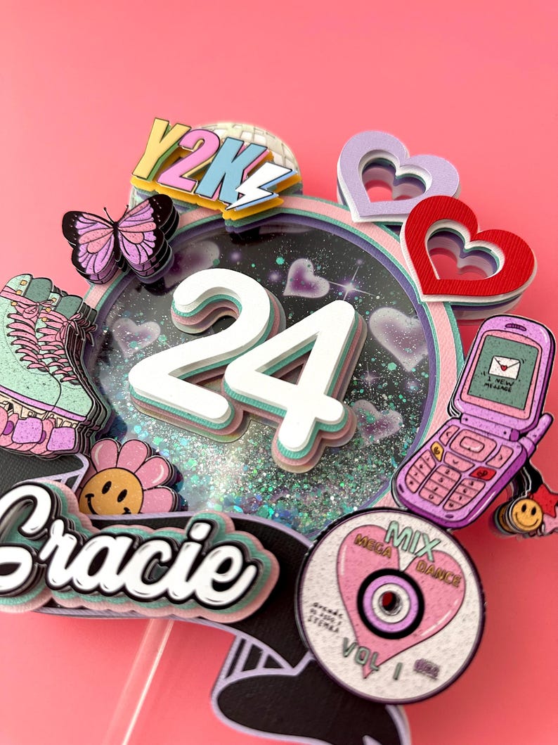 2000s Y2k Theme Cake Topper, Retro 00s Birthday Party Decor - Etsy