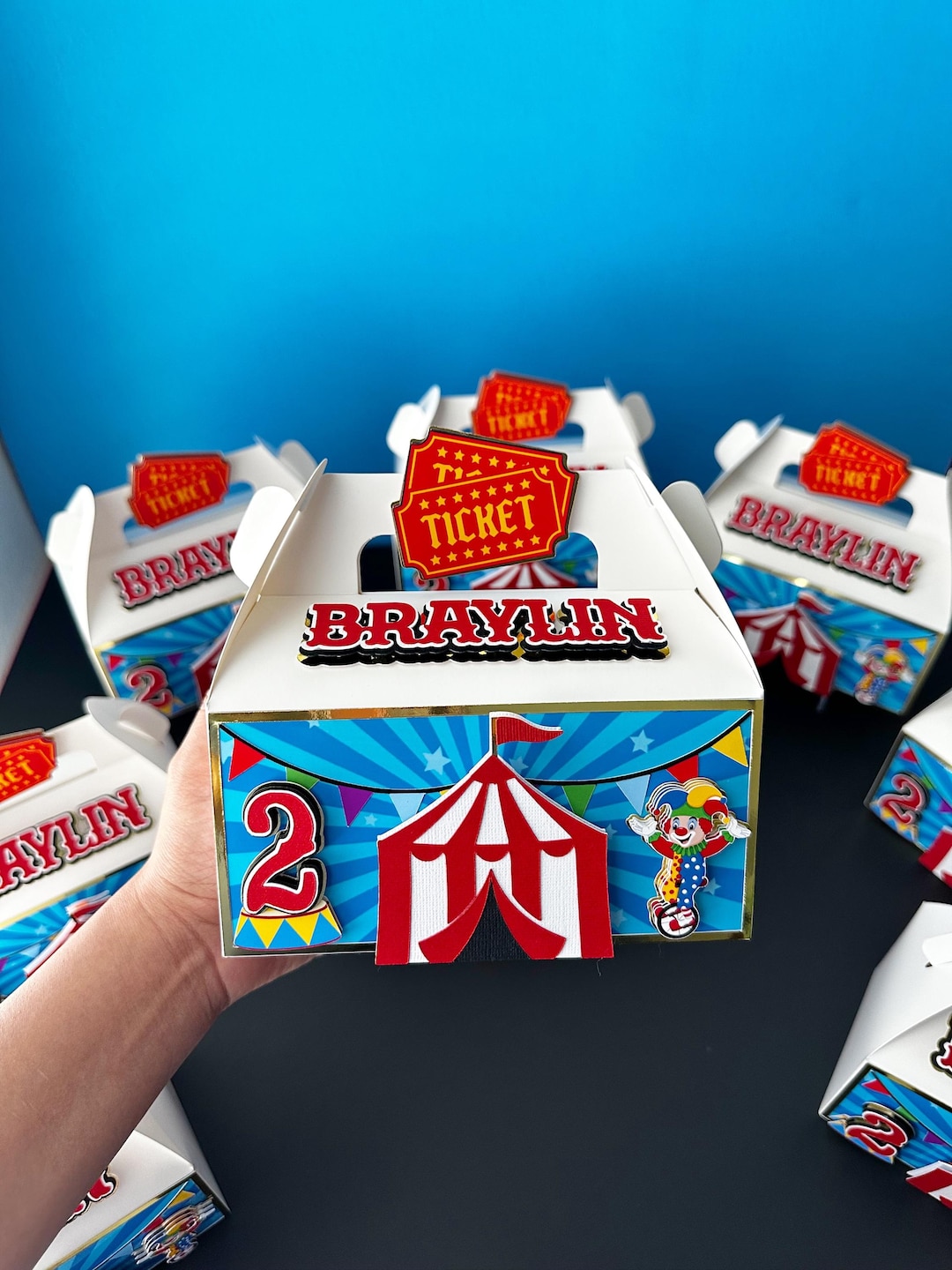 Carnival Theme, Circus Birthday Party Candy Boxes, Gable Boxes for ...