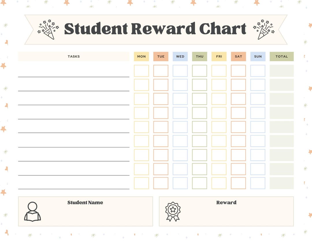 Back to School Template | Editable Student Reward Chart | Digital ...