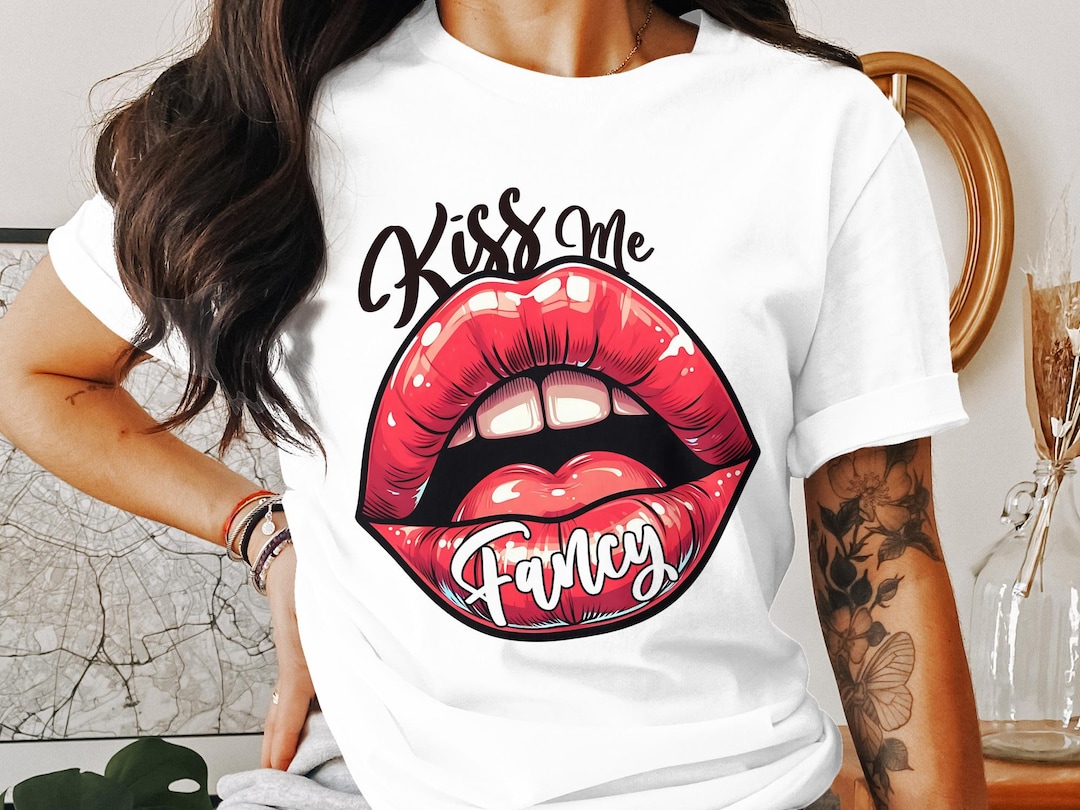 Kiss Me Fancy Red Lips Digital Print, Bold Lip Art Print, Trendy Wall ...