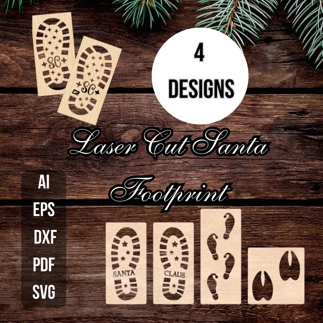 Santa Claus Footprint Stencils – Tracks, Shoe Prints, & Templates for ...