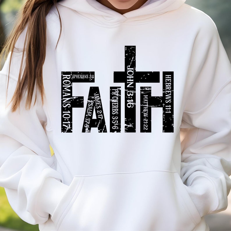 Faith Hoodie, Bible Verse Sweatshirt, Retro Christian T-shirt,religious ...