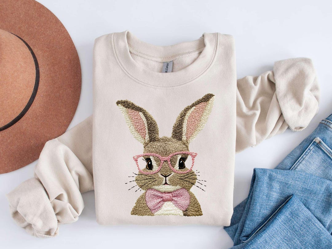 Easter Bunny Sweater, Retro Easter Sweater, Coquette Bow Bunny Sweater ...