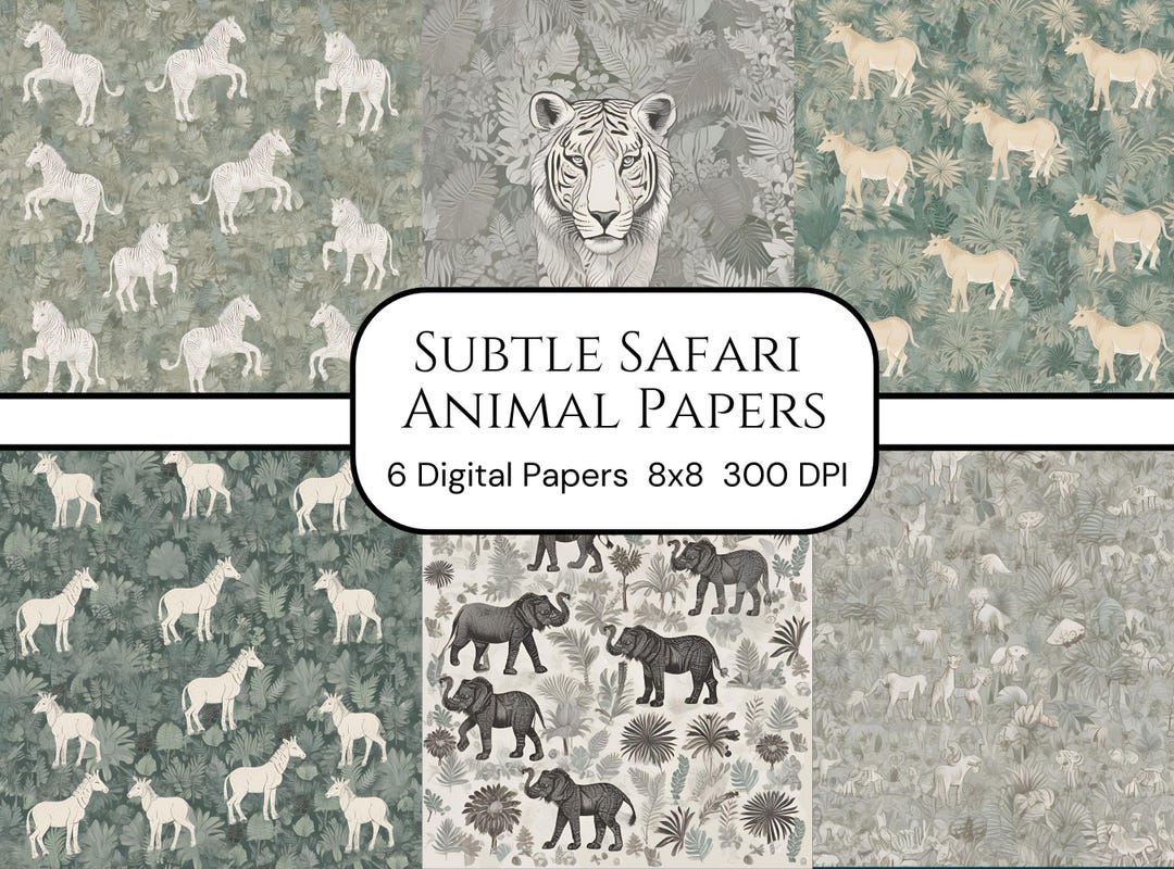 Safari Animal Print Digital Paper: Jungle Scrapbook Paper (PNG Download ...