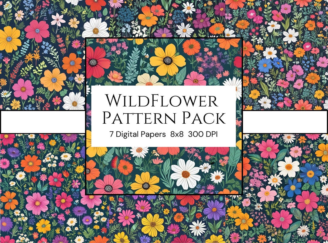 Wildflower Digital Papers Download Colorful Floral Printable Pattern ...