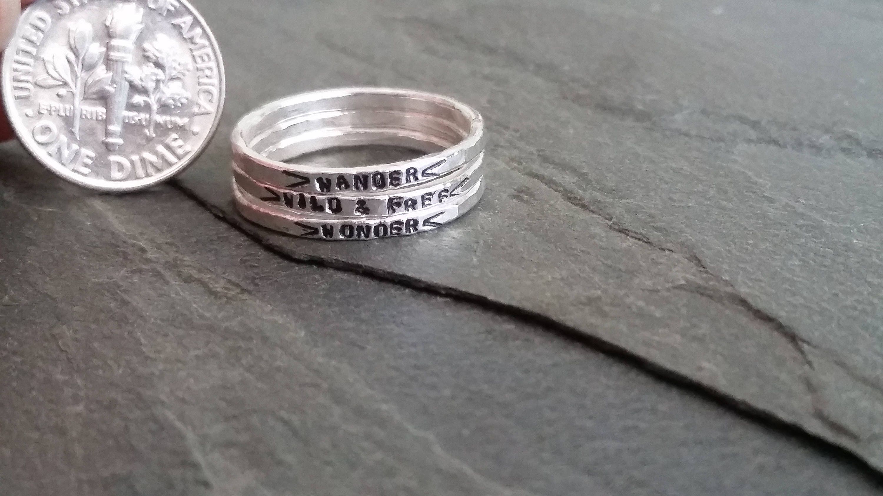 Stamped Silver RingsCustomizable RingsHypoallergenic | Etsy