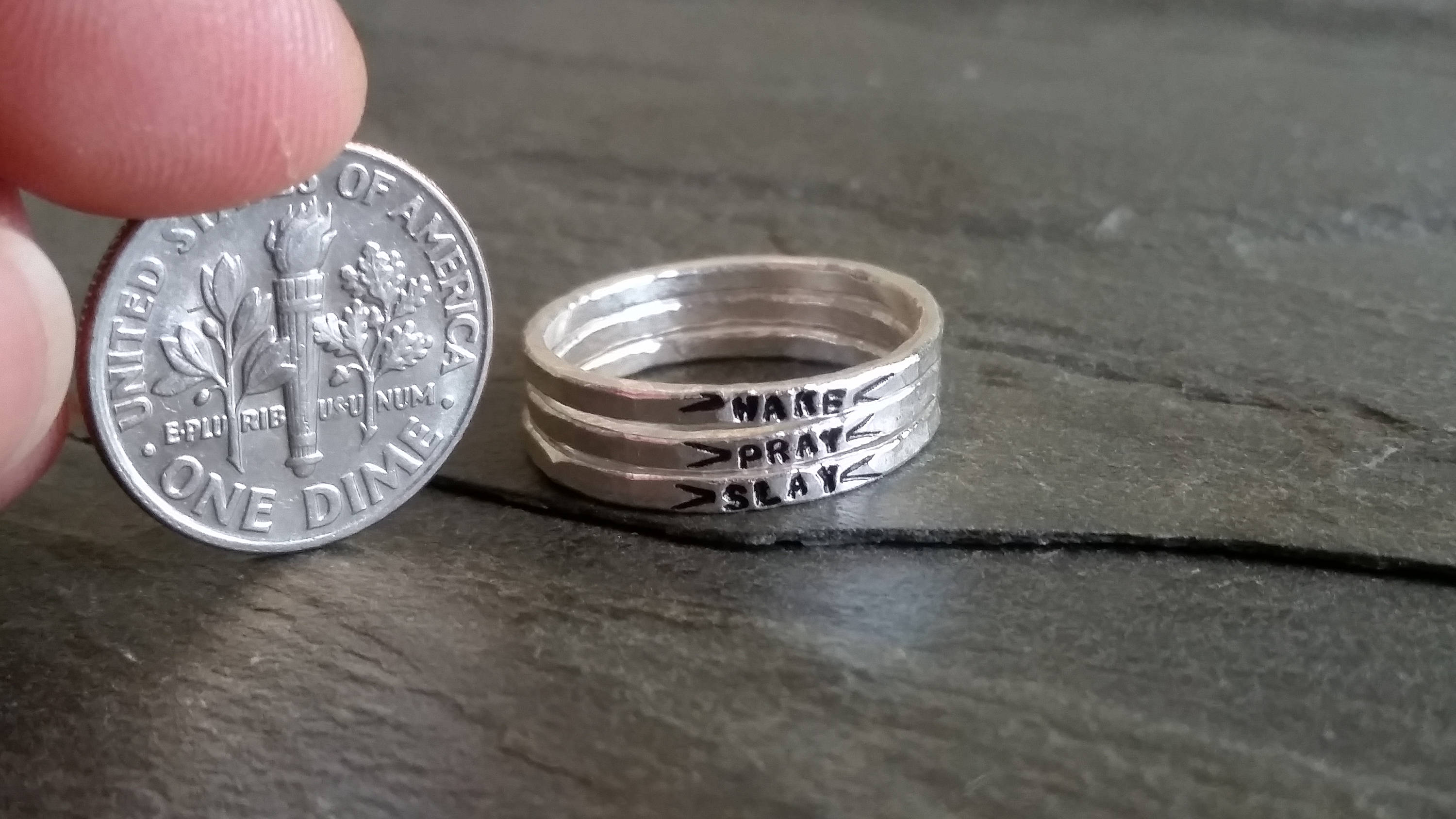 Stamped Silver RingsCustomizable RingsHypoallergenic | Etsy