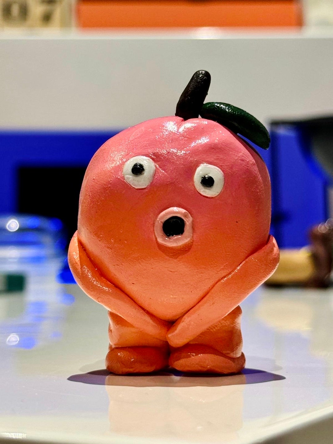 Cheeky Peach Figurine, Funny Fruit Sculpture, Handmade Polymer Clay ...