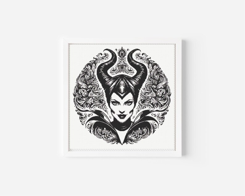 Maleficent Cross Stitch Pattern, Female Villains, Halloween, Villains, Goth, Angelina Jolie ...