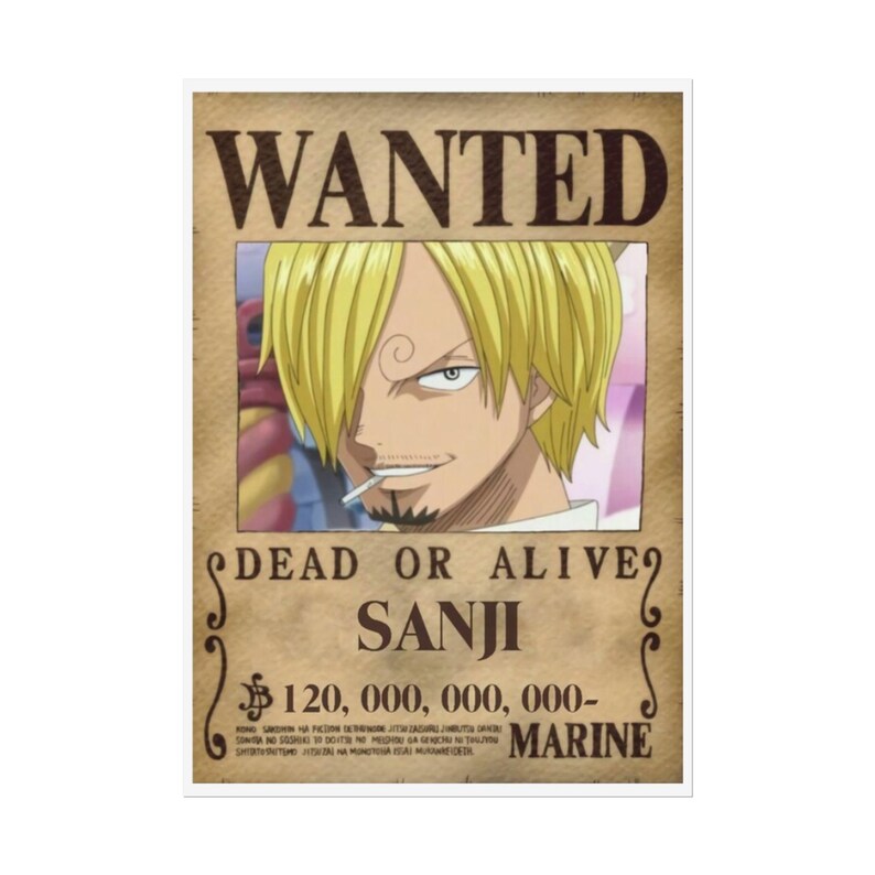 Anime Sanji Wanted Poster Rolled Posters, One Piece Wall Art, Japanese ...