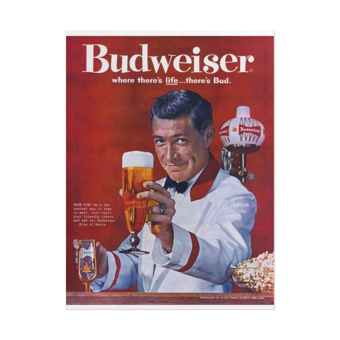 Vintage Budweiser Poster Rolled Poster Print, Wall Art Decor, Man Cave ...