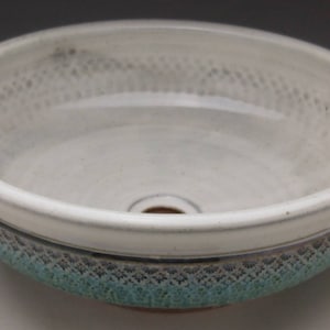 15cm X 40cm Handmade Pottery Vessel Sinks Mishima Stamped Design Aqua ...