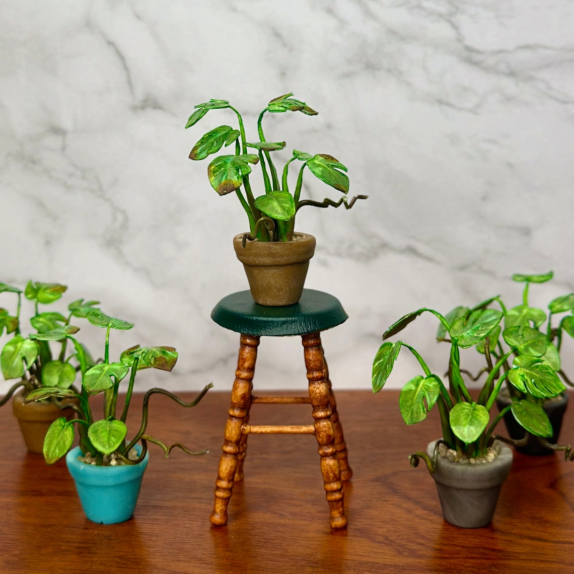 Handmade Miniature Monstera Plant – 1/12 Scale Dollhouse Decor - Etsy