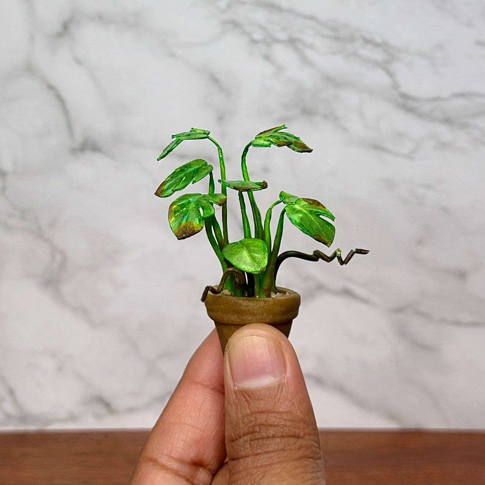 Handmade Miniature Monstera Plant – 1/12 Scale Dollhouse Decor - Etsy