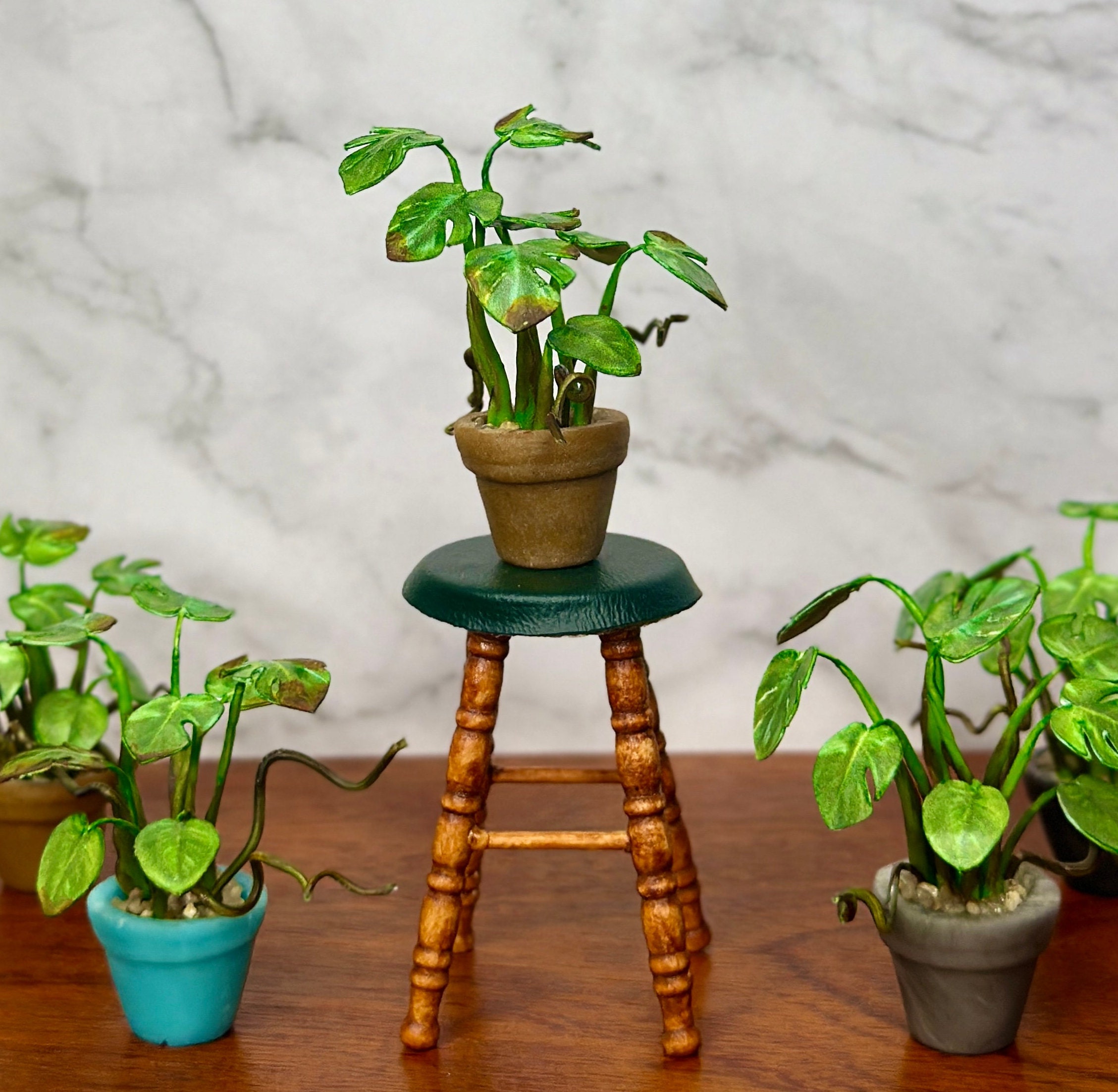 Handmade Miniature Monstera Plant – 1/12 Scale Dollhouse Decor - Etsy