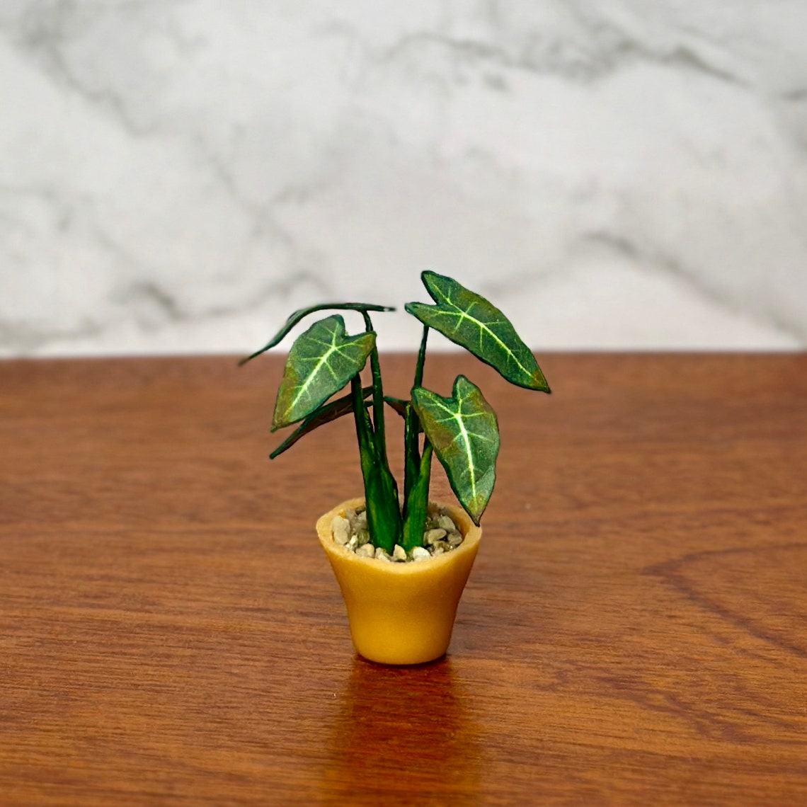 Miniature Alocasia Frydek Plant - Handmade, 1/12 Scale, Dollhouse Plant ...