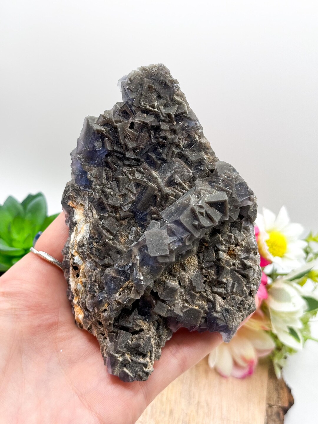 Huge Black Rose Fluorite Specimen, Dark Blue Mixed With Black Fluorite ...