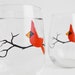 Red Cardinal Wine Glasses Set of 2 Red Bird Glasses, Christmas Glasses ...