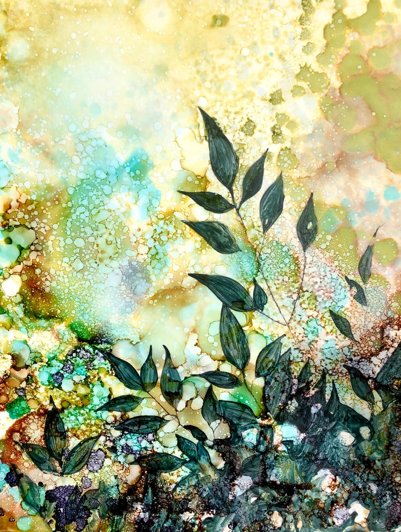 Shadow Leaves : Fine Art Print From Alcohol Ink Painting - Etsy