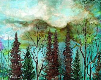 Purple Forest: Fine Art Print From Alcohol Ink Painting - Etsy