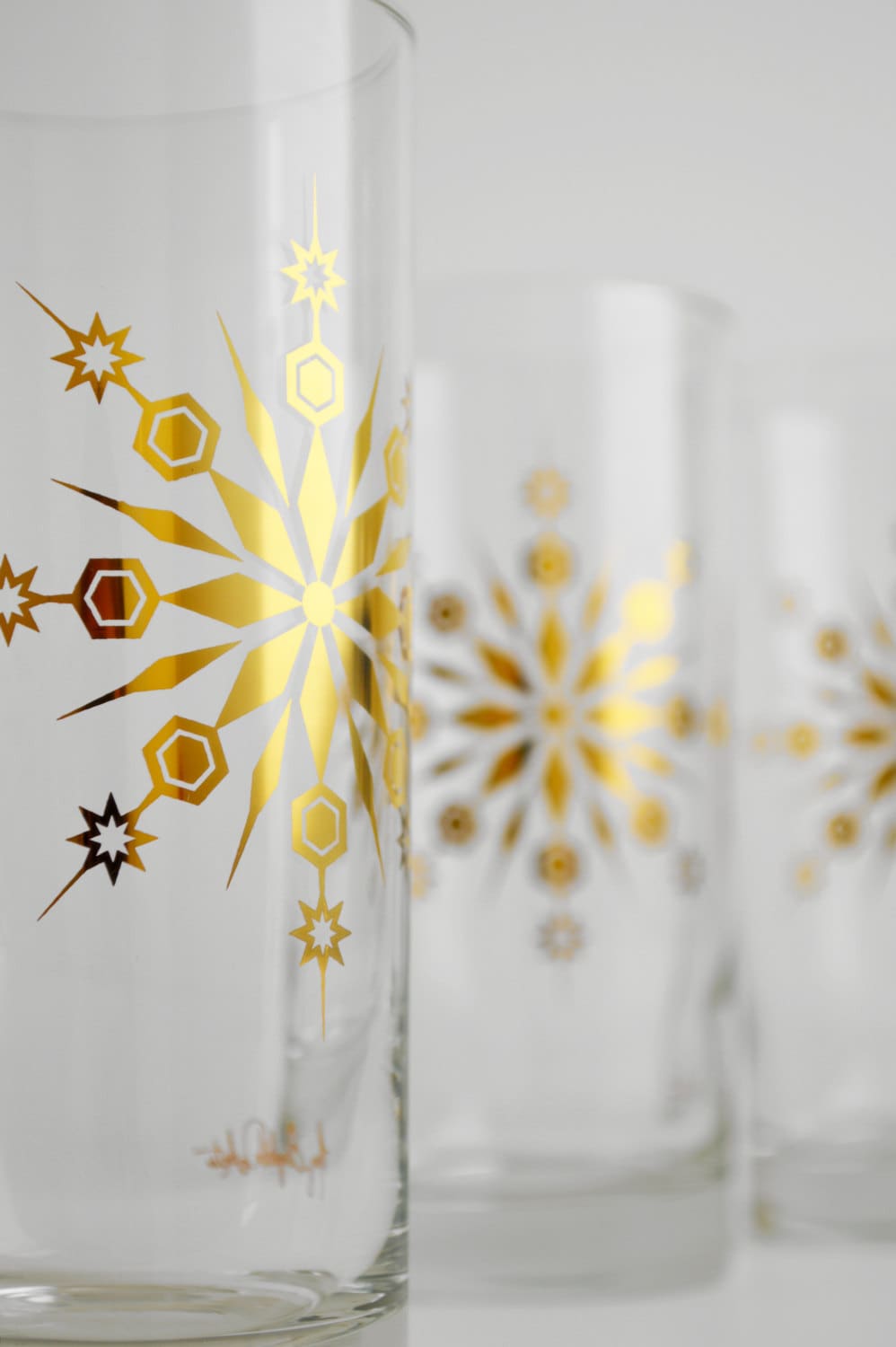 Metallic Gold Snowflake Glasses Highball Holiday Glassware - Etsy