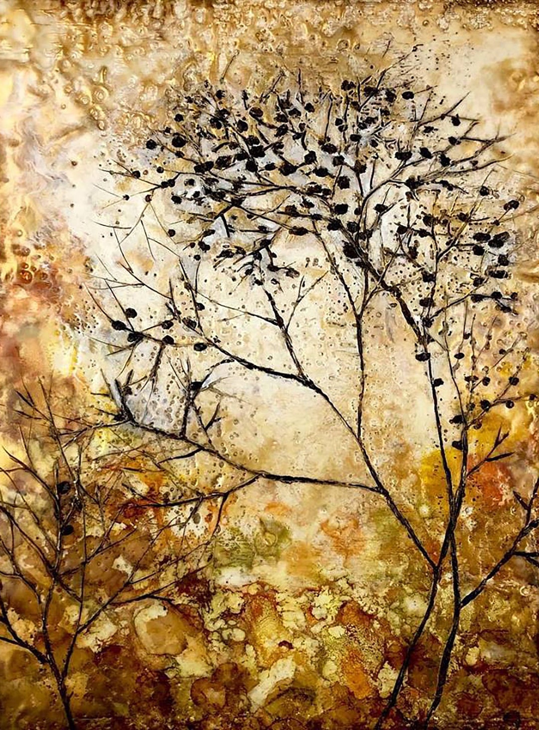 Golden Tree: Fine Art Print From Encaustic Painting - RETIRING DESIGN ...