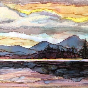 Lake Sunset: Fine Art Print From Alcohol Ink Painting - Etsy