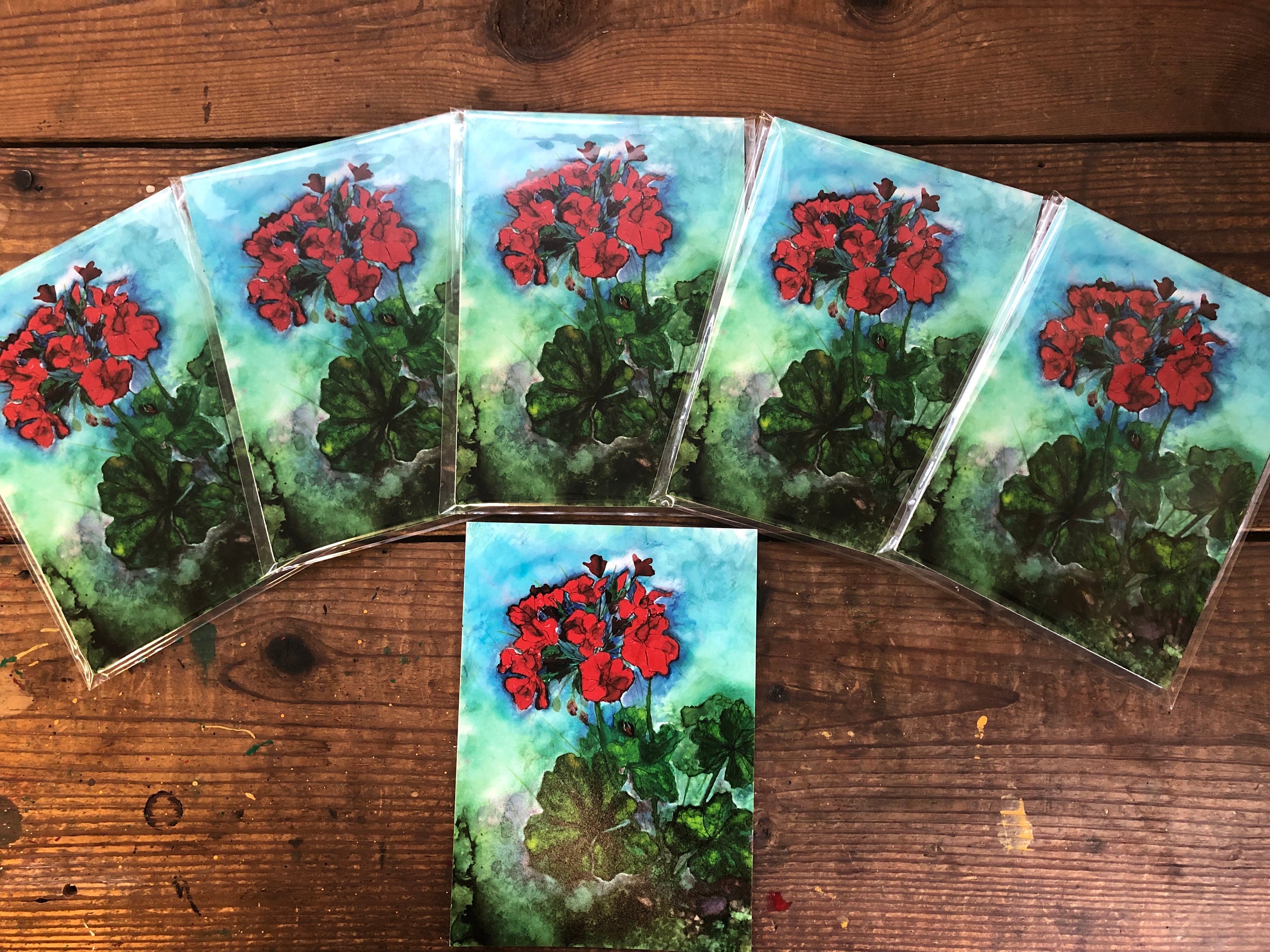 Geraniums: Fine Art Print From Mixed Media Painting | Etsy