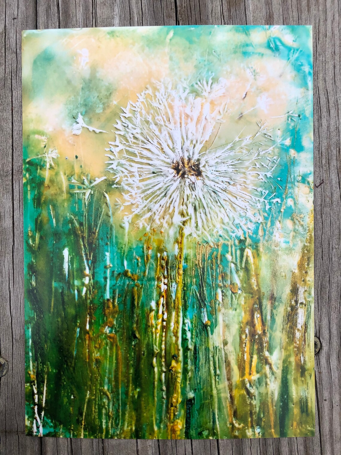 Wish: Dandelion Art Print From Artist Encaustic Painting - Etsy