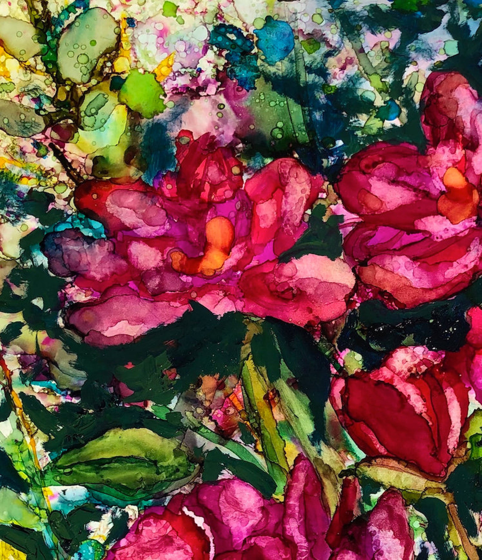 Pink Roses: Fine Art Print From Mixed Media Painting - Etsy