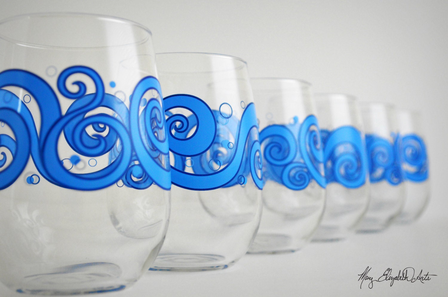Ocean Waves Stemless Wine Glasses Beach Themed Glassware | Etsy