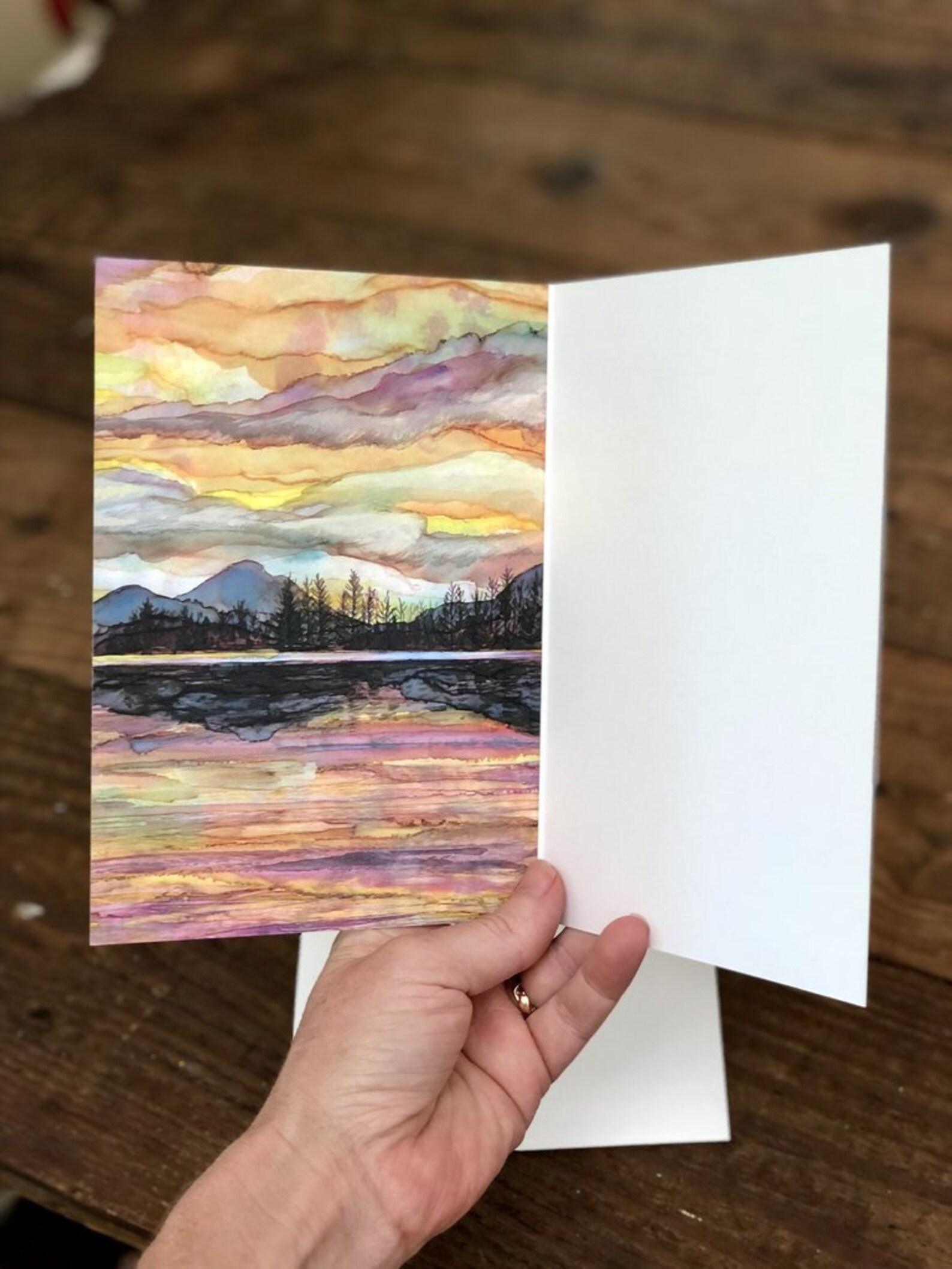 Lake Sunset: Fine Art Greeting Card - Etsy