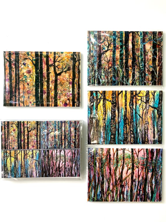 Boxed Gift Set of 4 Forest Art Prints: 5 X 7 Inch Landscape - Etsy