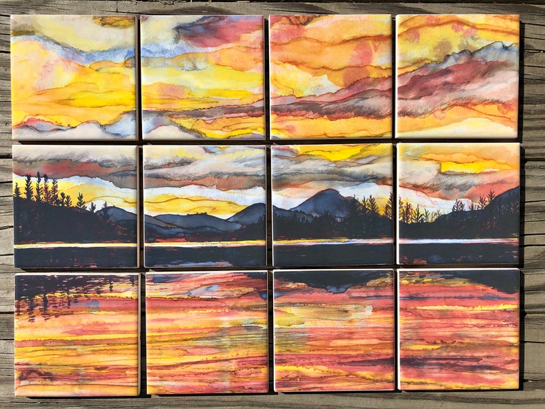 Lake Sunset Ceramic Tiles : Indoor and Outdoor Use Decorative | Etsy