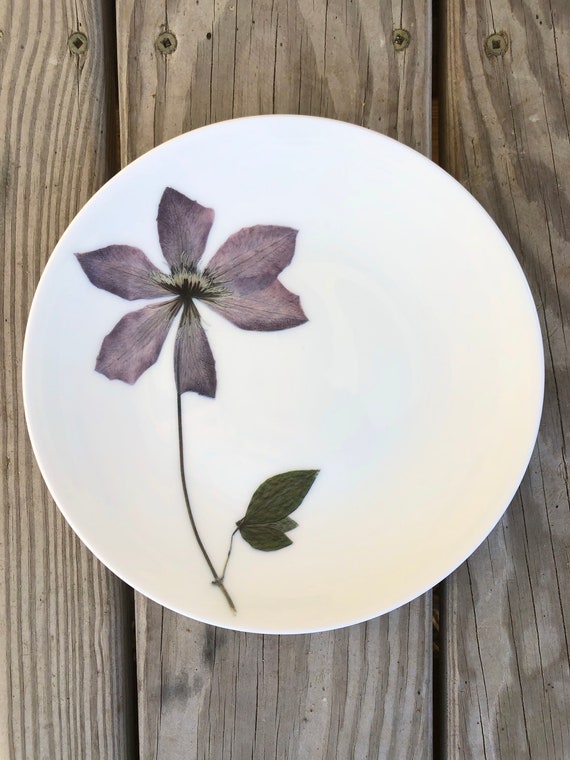 Purple Clematis Porcelain Plates Pressed Floral Dishes | Etsy