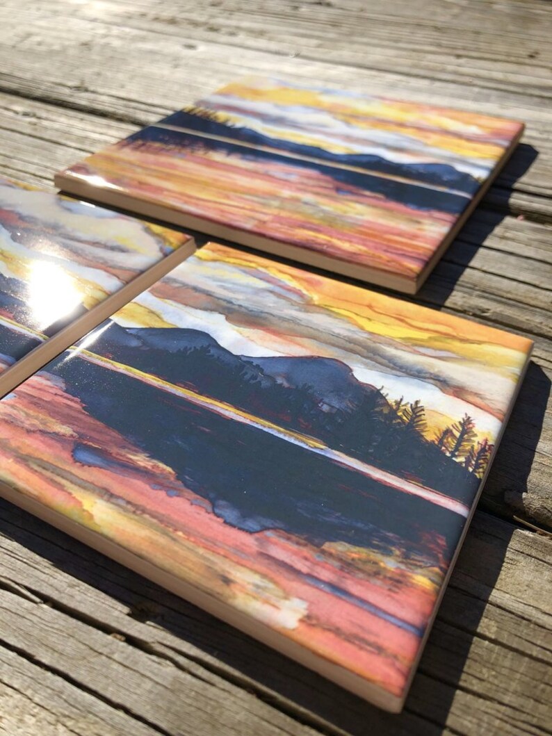 Lake Sunset Ceramic Tiles : Indoor and Outdoor Use Decorative - Etsy