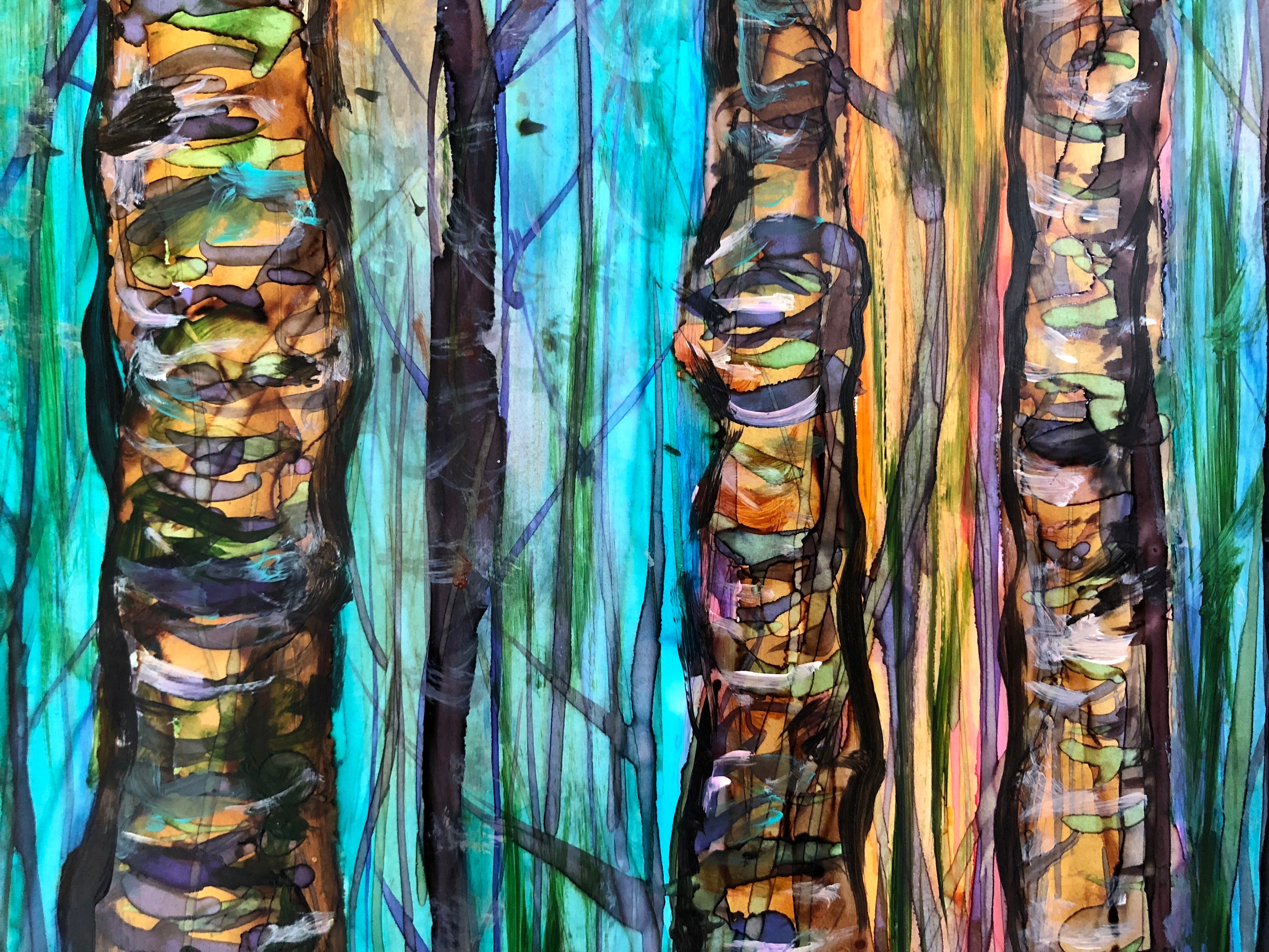 Blue Forest: Fine Art Print, Tree Painting - Etsy