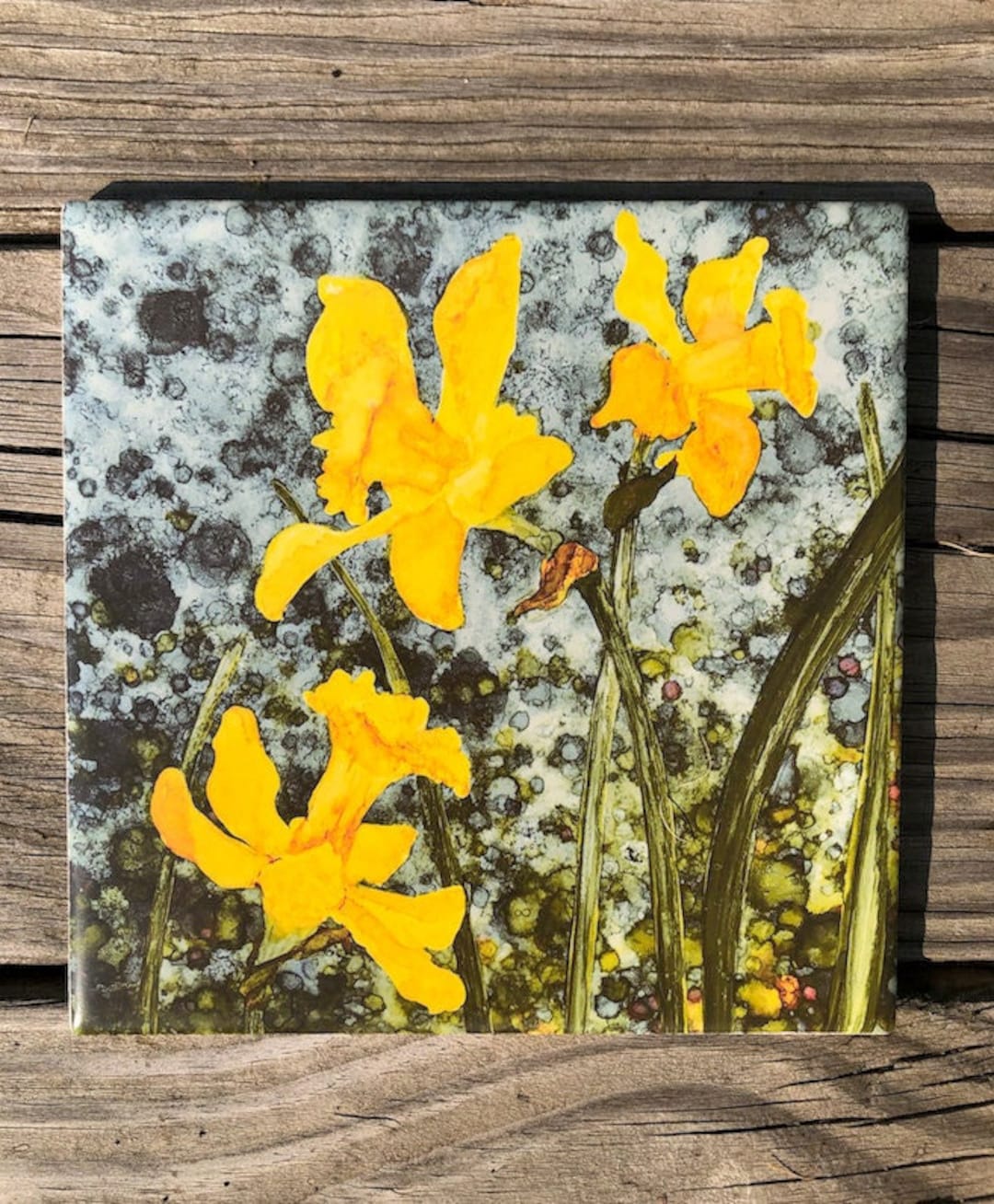Yellow Daffodils Ceramic Tile : Indoor and Outdoor Use, Decorative ...