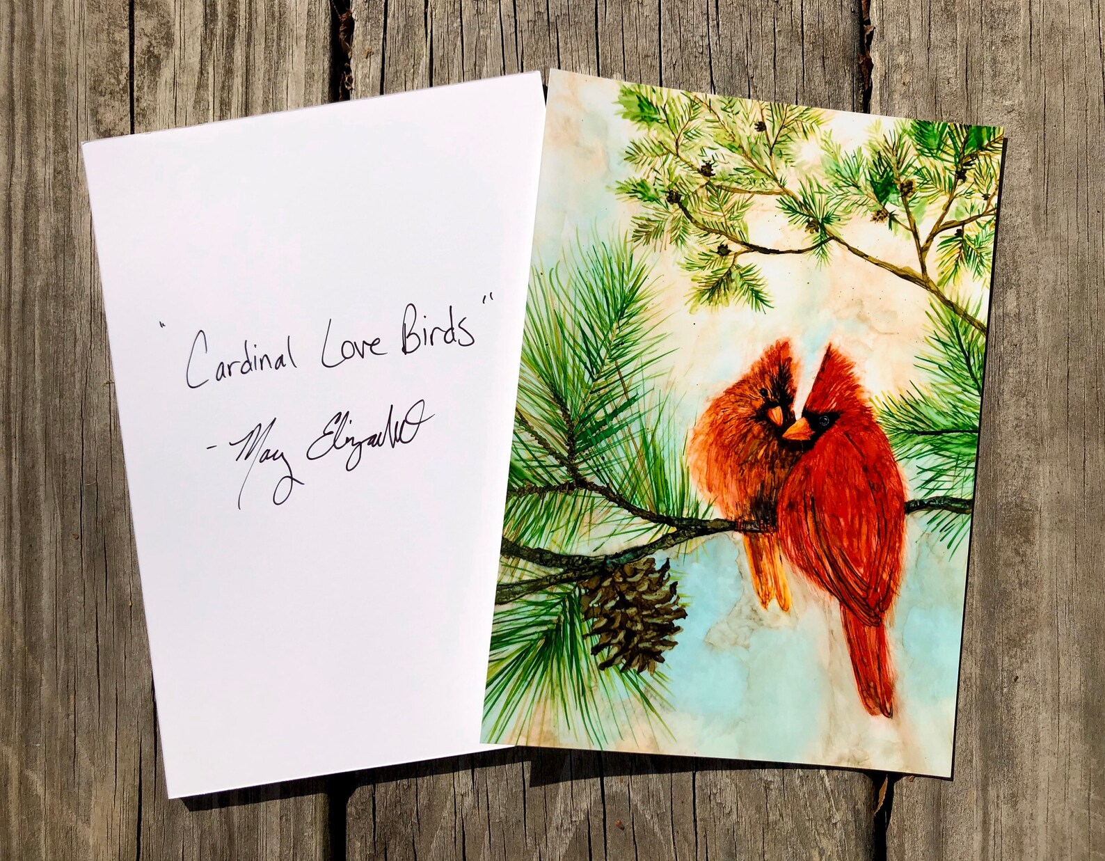 Cardinal Love Birds : Fine Art Print Christmas Painting | Etsy