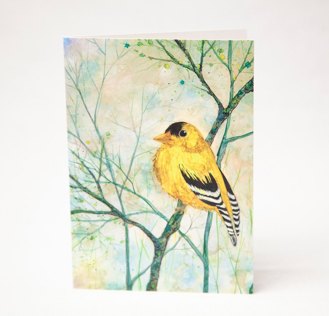 Goldfinch Artist Greeting Card, Blank Greeting Card, Yellow Finch Card ...
