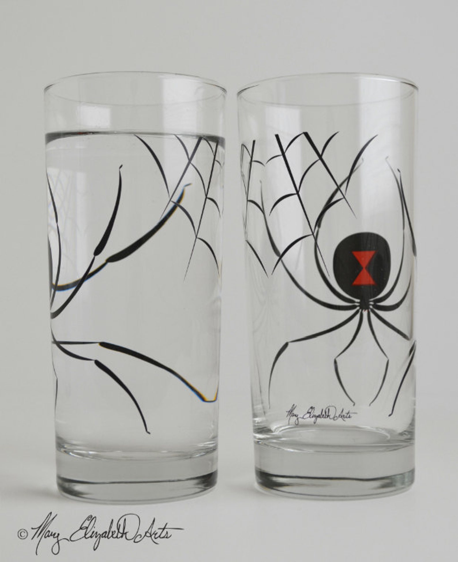 Black Widow Spider Halloween Glasses Set Of 2 Highball Etsy